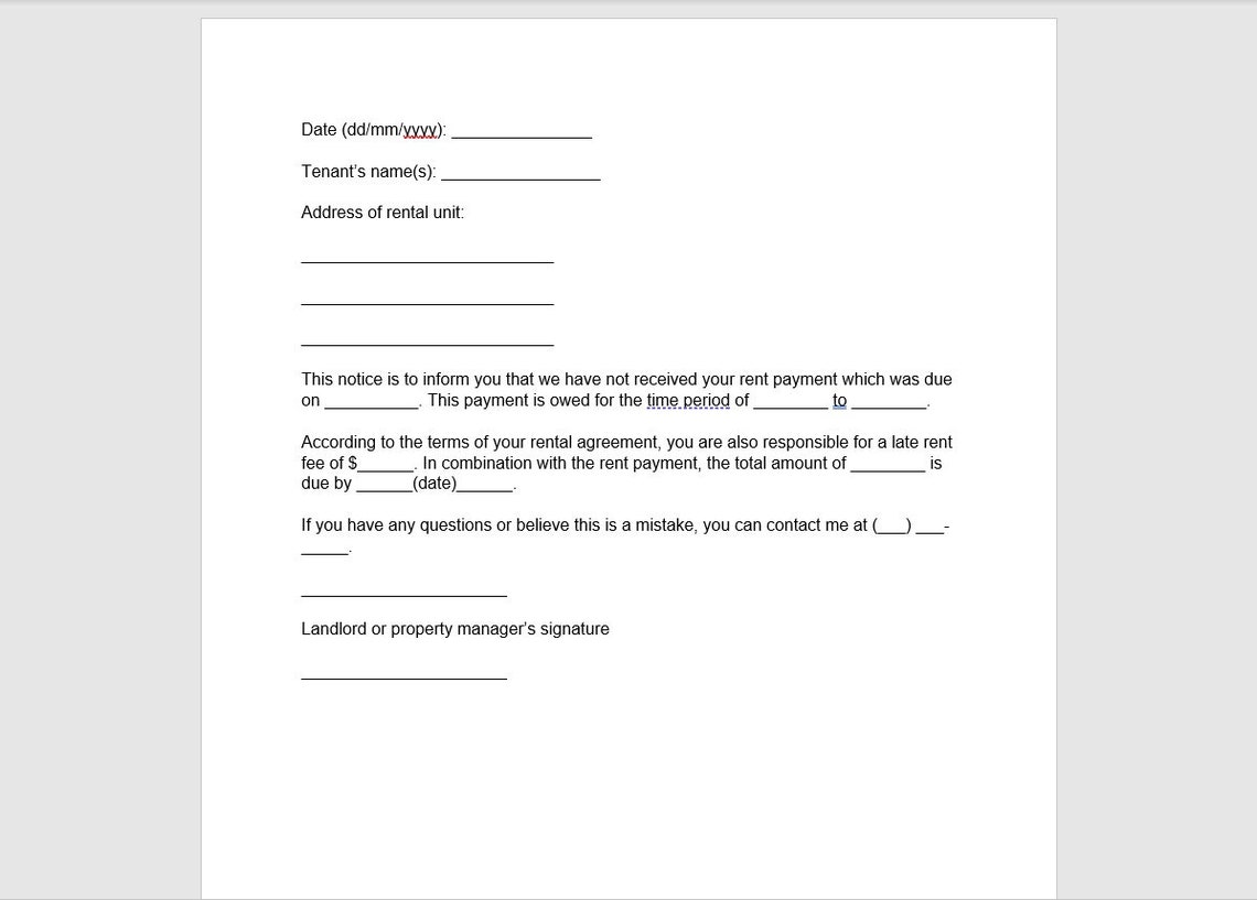 Late Rent Letter Template, Late Rent Letter, Resignation Template, Late ...