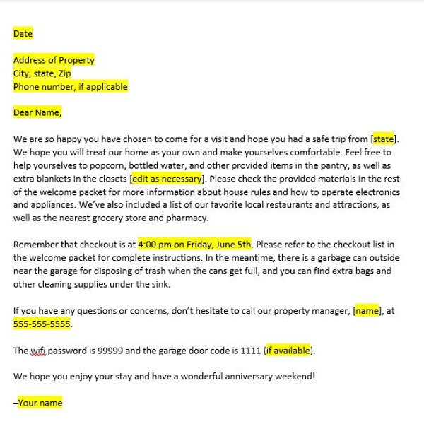 Vacation Rental Welcome - Etsy