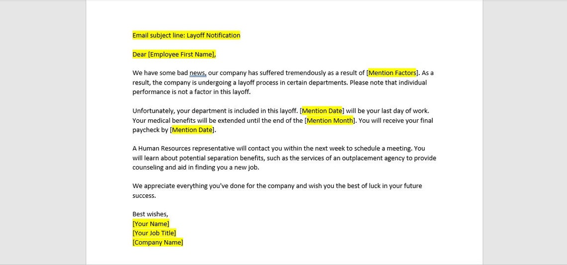 Layoff Email Template, Layoff Email, Layoff Template, Layoff Email ...