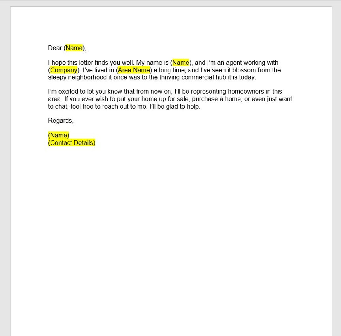 Real Estate Lead Letter Template, Real Estate Lead Letter, Real Estate ...