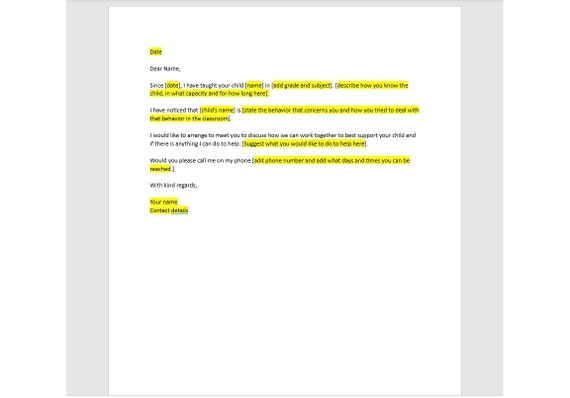 Email To Parents About Student Behavior