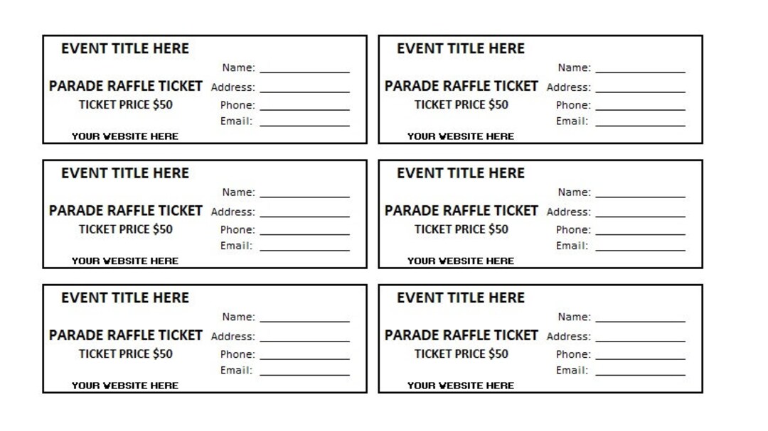 Printable Parade Raffle Ticket, Enter to Win Printable Ticket ...