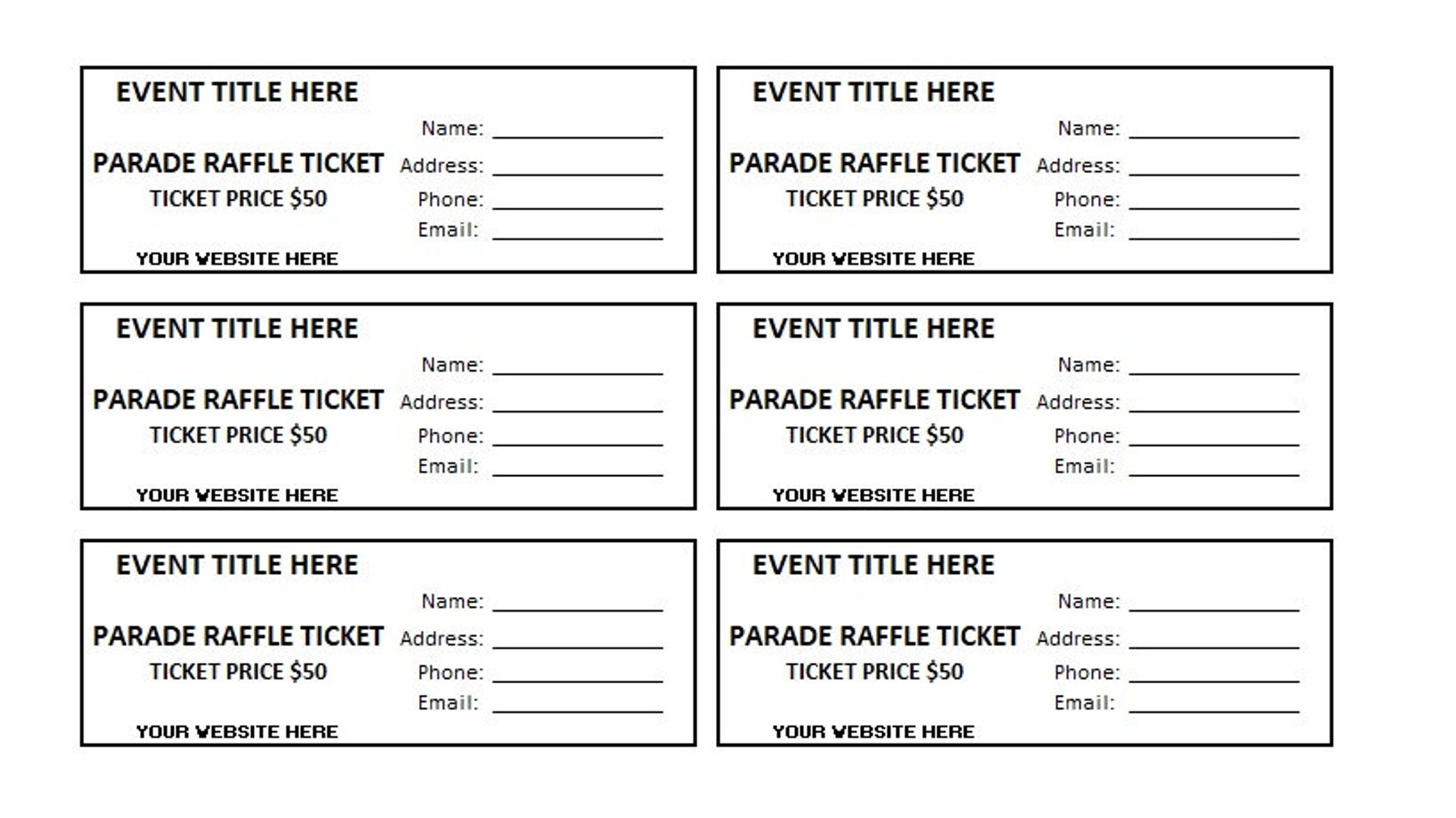 Printable Parade Raffle Ticket, Enter to Win Printable Ticket ...
