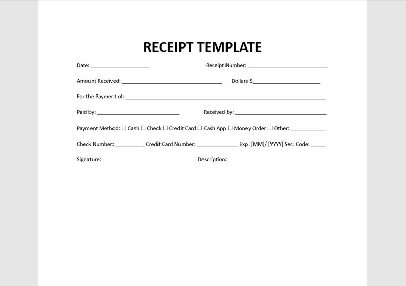 Receipt Template, Receipt, Receipt Template, Word Template, Simple ...