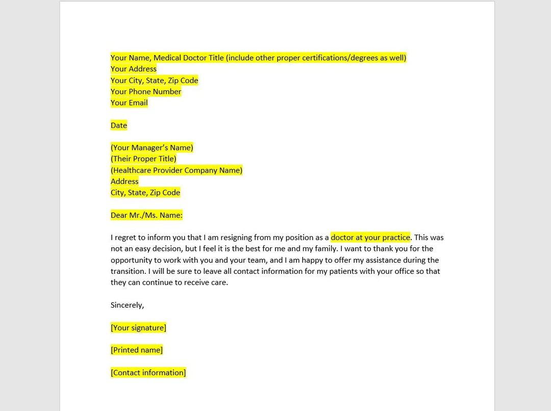 Doctor Resignation, Doctor Resignation Letter, Doctor Letter, Doctor ...