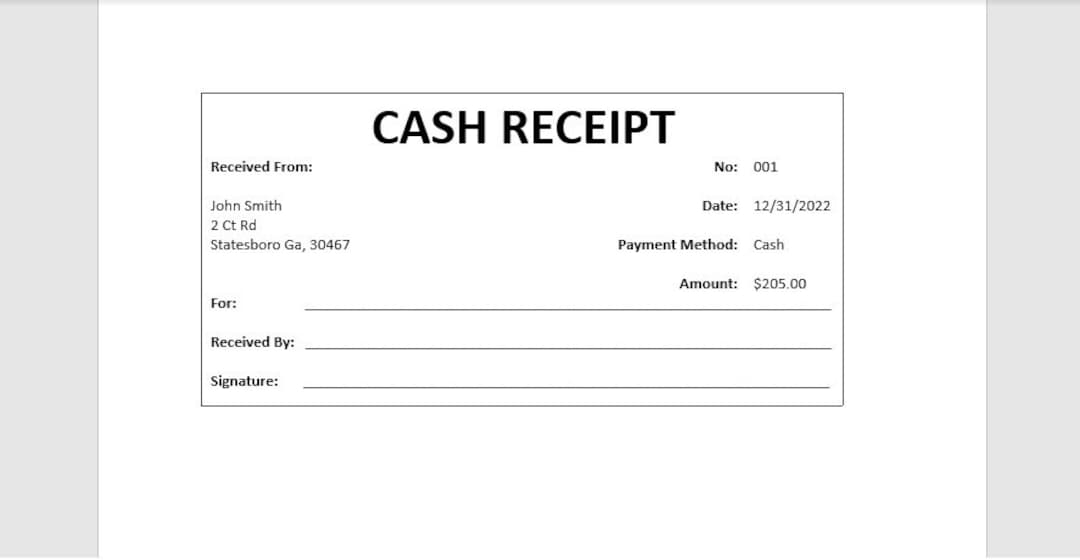 Cash Receipt Template, Receipt, Receipt Template, Word Template, Simple ...