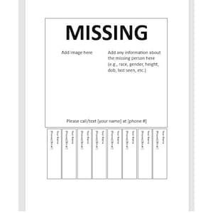 Missing Person Flyer - Etsy