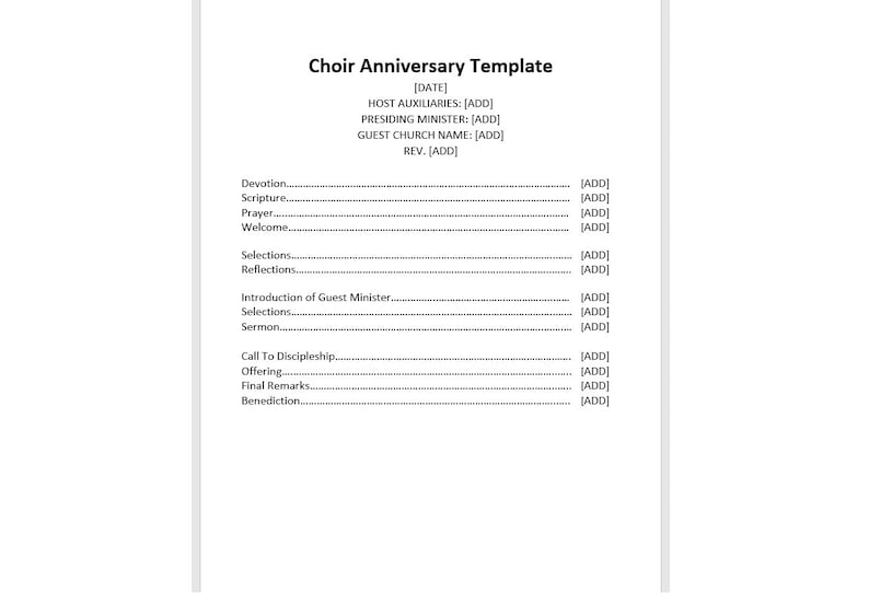 Editable Church Choir Anniversary Program Template, Church Choir ...