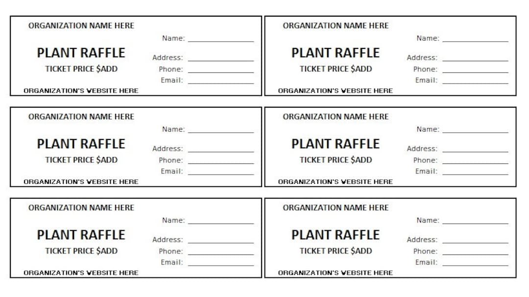 Editable Plant Ticket, Plant Raffle, Enter to Win Printable Ticket ...