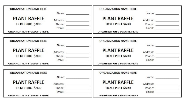 Editable Plant Ticket, Plant Raffle, Enter to Win Printable Ticket ...