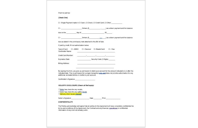 Editable Storage Building Bill of Sale Template, Editable Bill of Sale ...