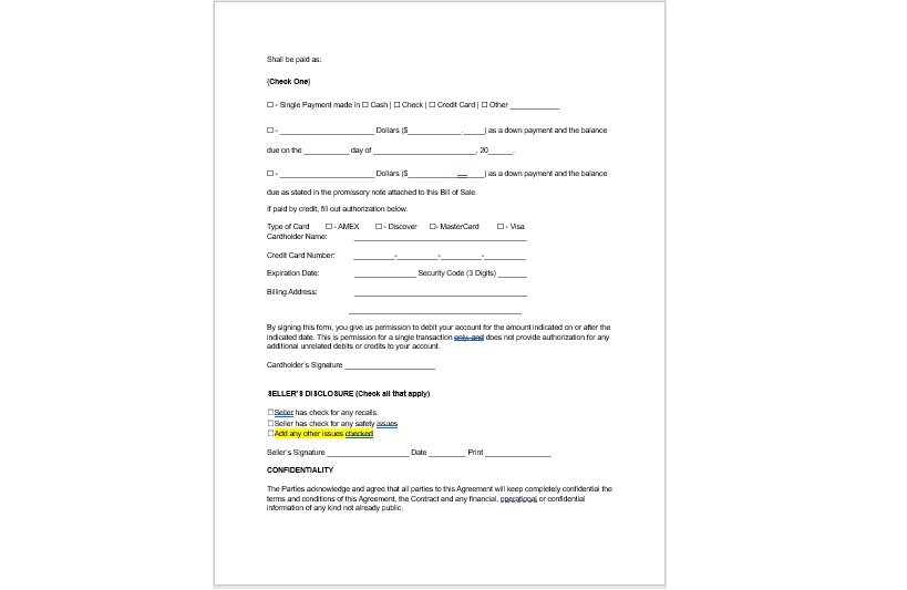 Editable Storage Building Bill of Sale Template, Editable Bill of Sale ...