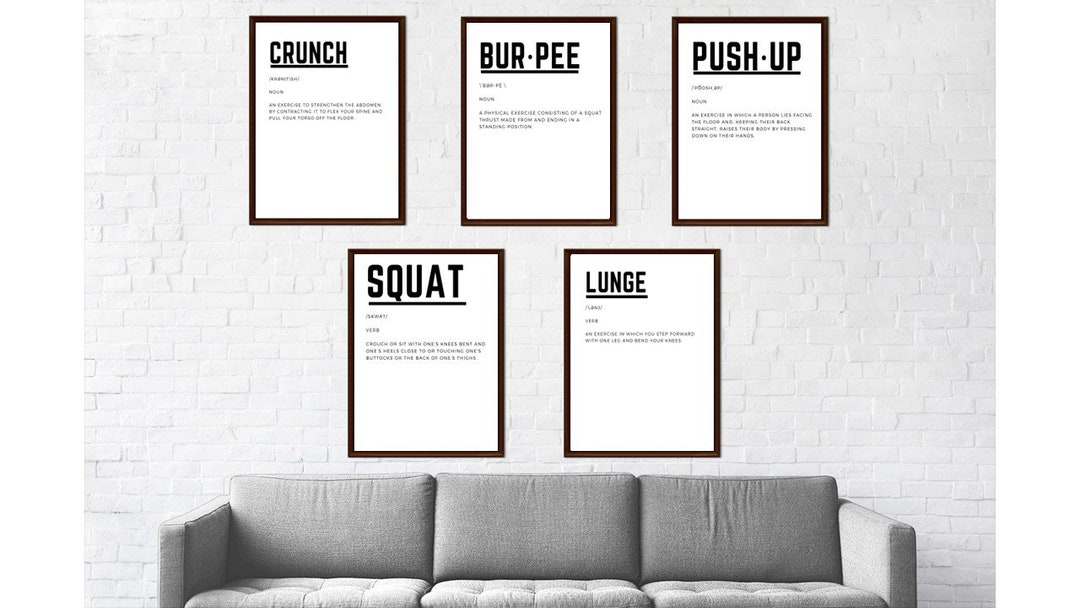 Set of 5 Gym Prints Definition Print, Gym Wall Art, Motivational Print ...