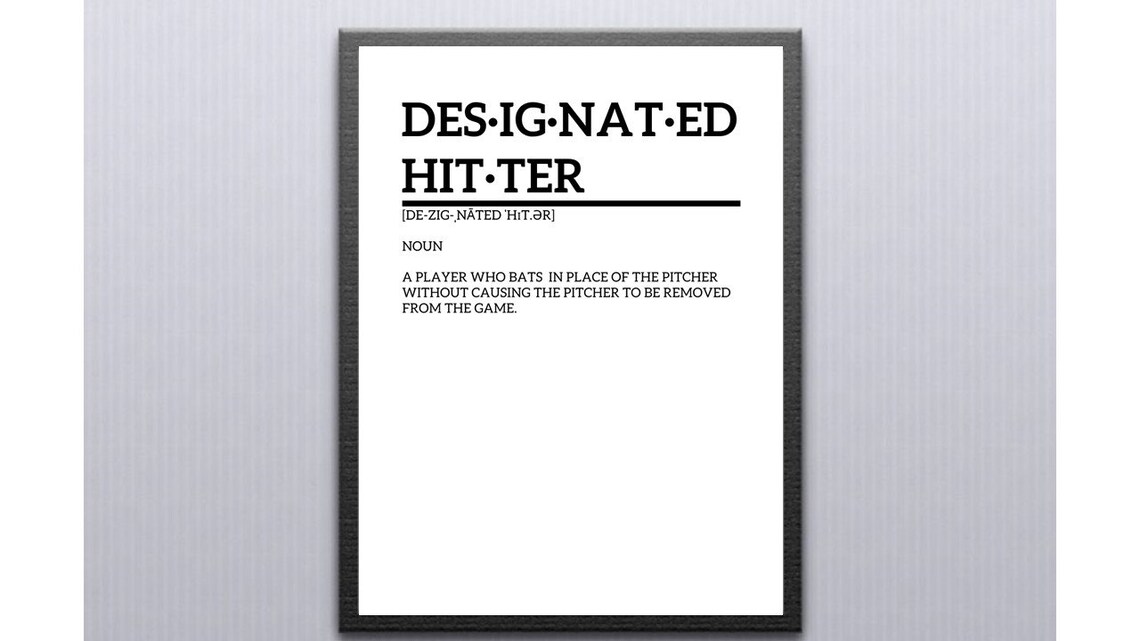 Designated Hitter Definition Baseball Baseball Decor - Etsy
