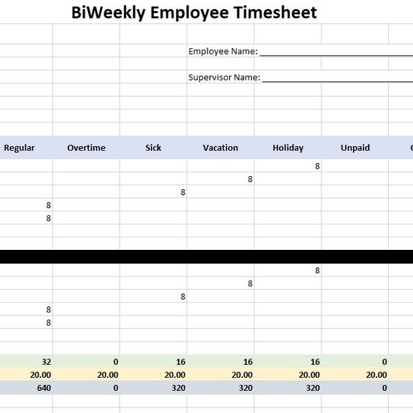 Employee Biweekly Template - Etsy