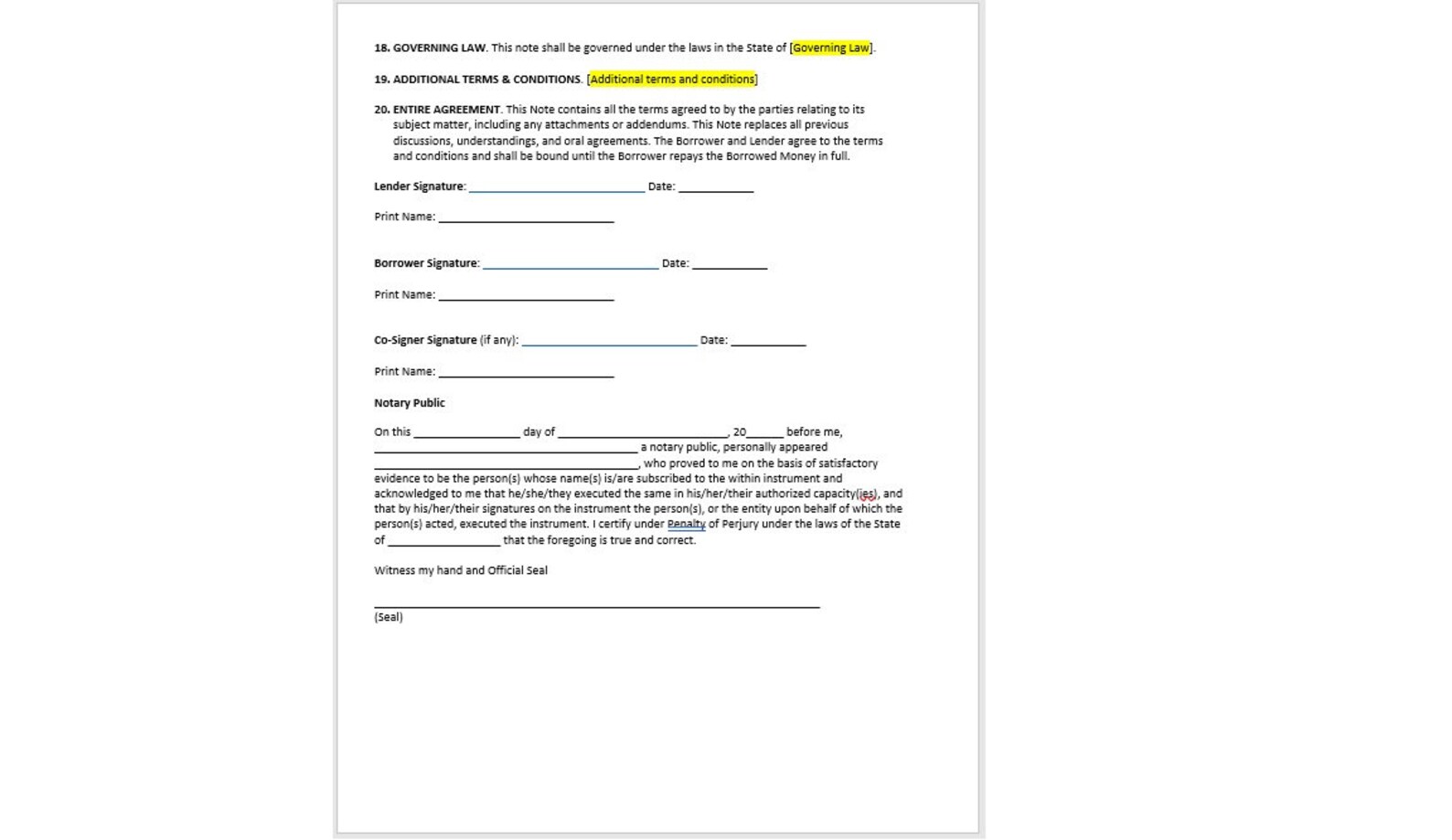 Standard Promissory Note, Standard Promissory Note Template, Promissory ...