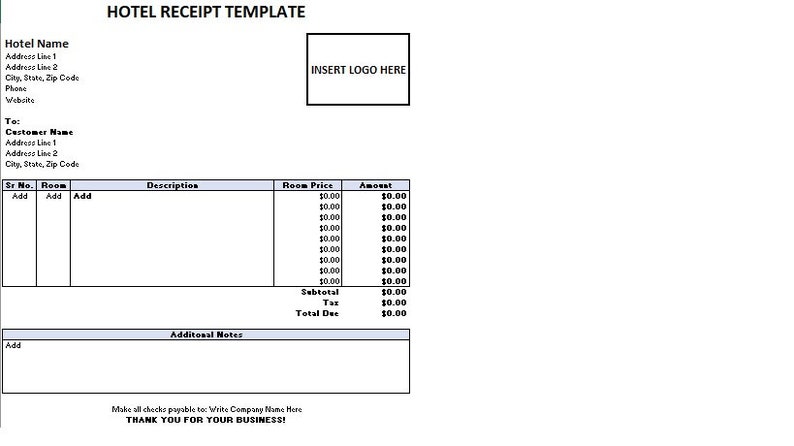 Editable Hotel Receipt Template, Hotel Receipt Template, Receipt Template, Word Template, Simple ...