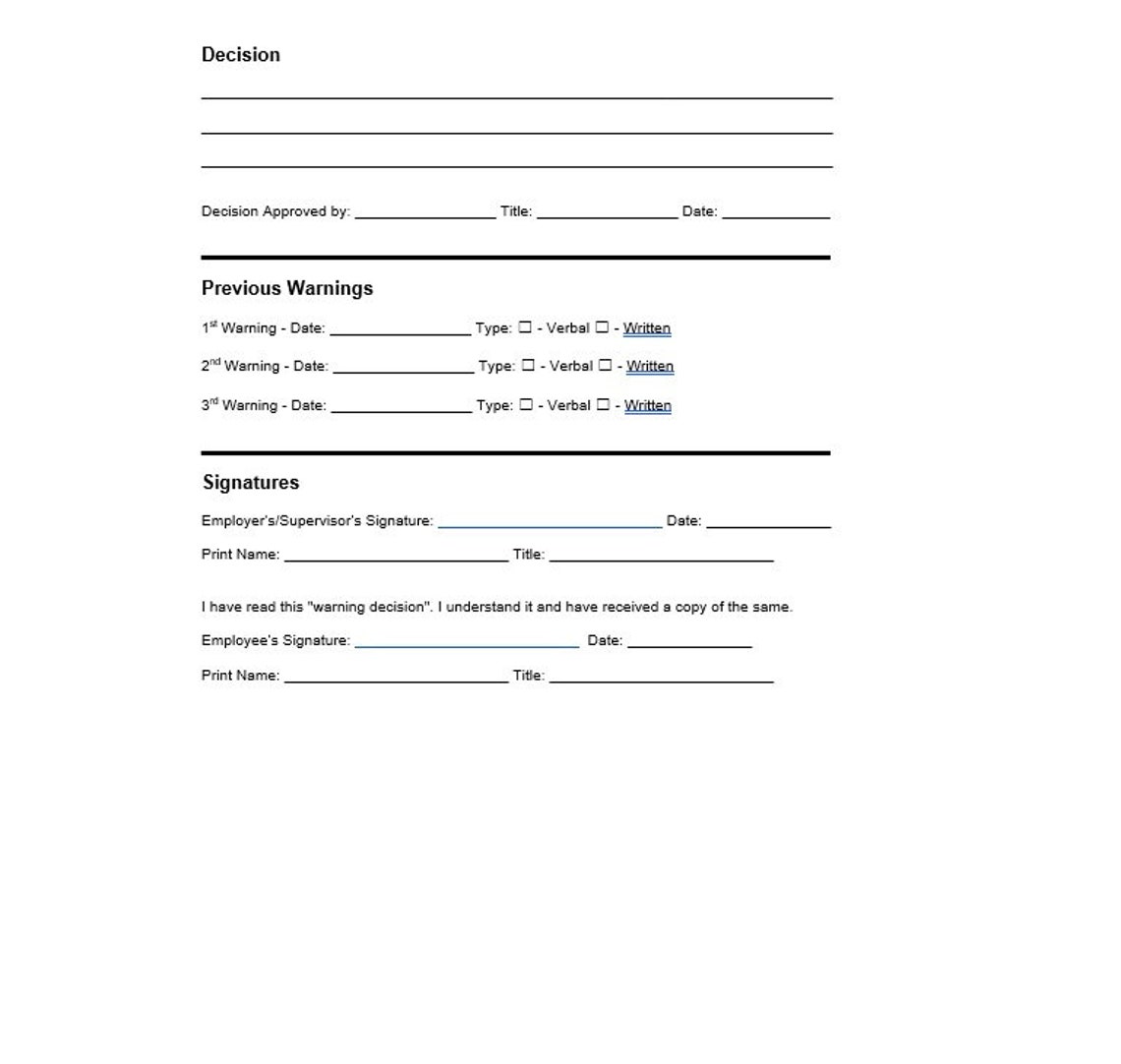 Employee Disciplinary Action Form, Employee Disciplinary Action Form ...