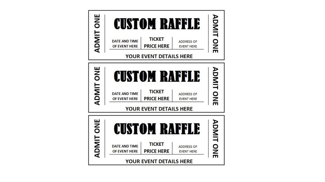 Custom Raffle Ticket, Custom Ticket Printables, Editable Custom ...