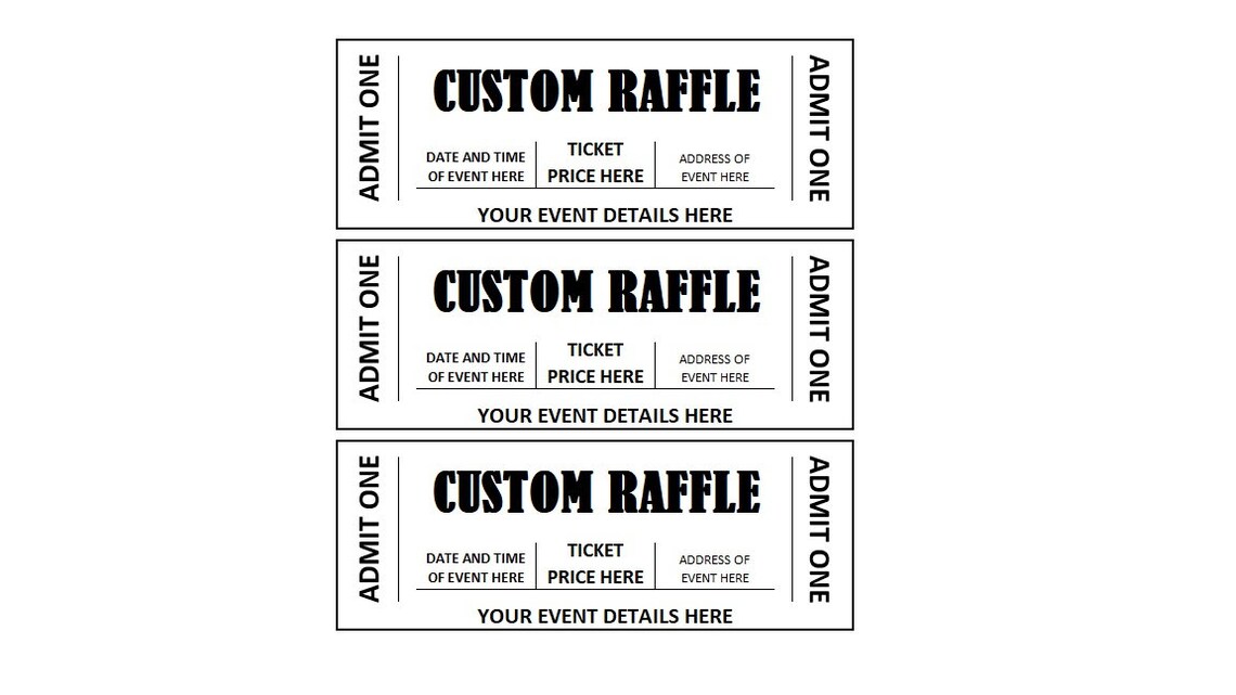 Custom Raffle Ticket, Custom Ticket Printables, Editable Custom ...