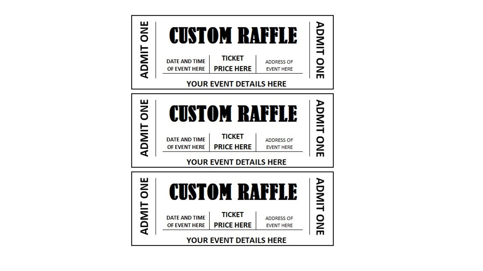 Custom Raffle Ticket, Custom Ticket Printables, Editable Custom ...