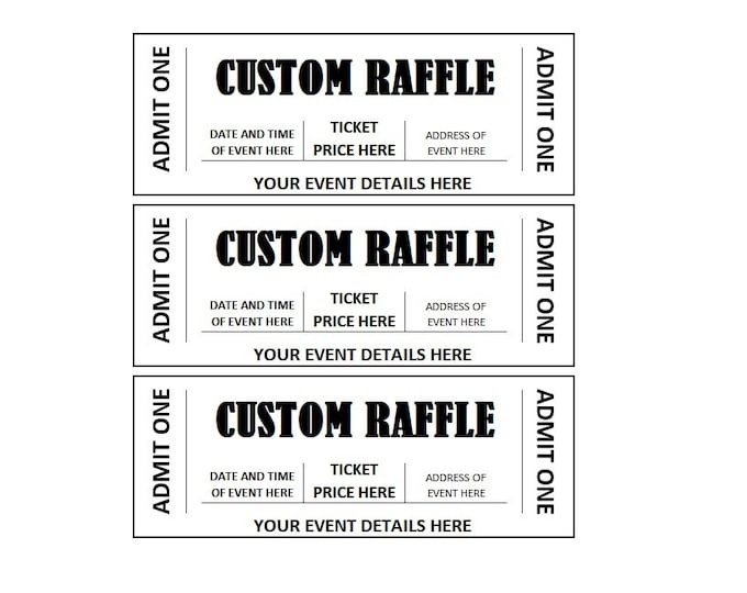 Raffle Sheet Template Ticket, Diy Ticket, Custom Ticket, Colorful ...