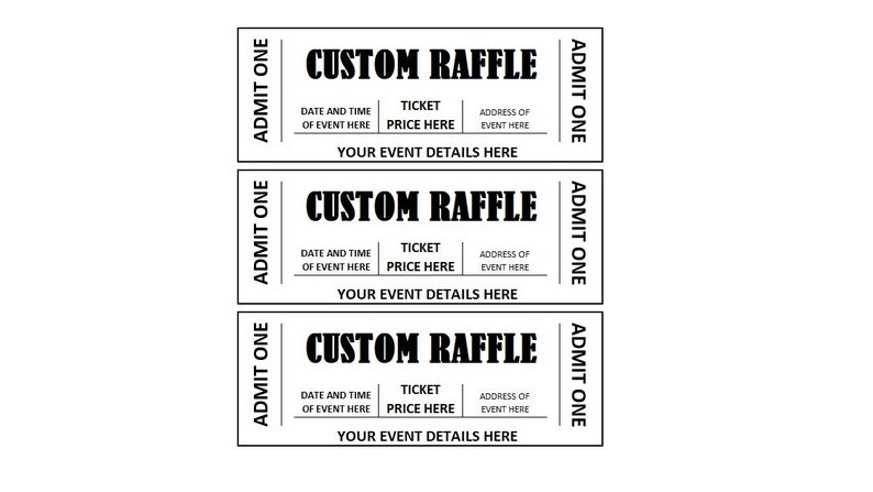 Custom Raffle Ticket, Custom Ticket Printables, Editable Custom ...