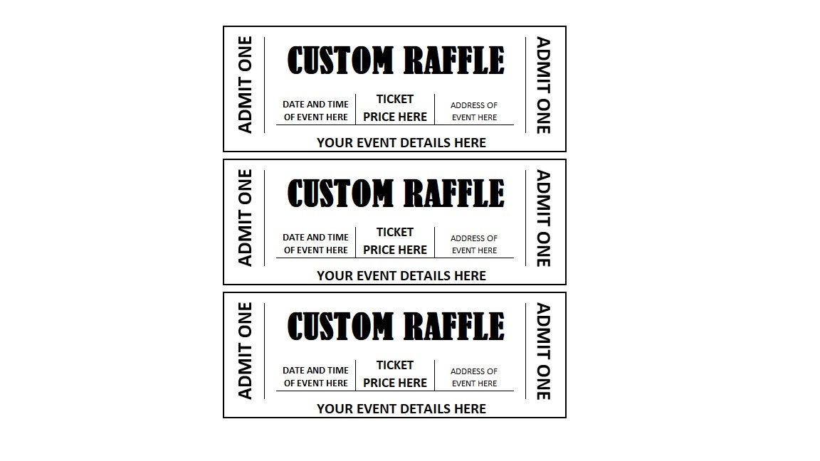 Custom Raffle Ticket, Custom Ticket Printables, Editable Custom ...