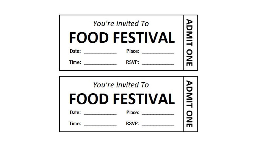 Editable Food Festival Event Ticket, Comedy Ticket Printables, Editable ...