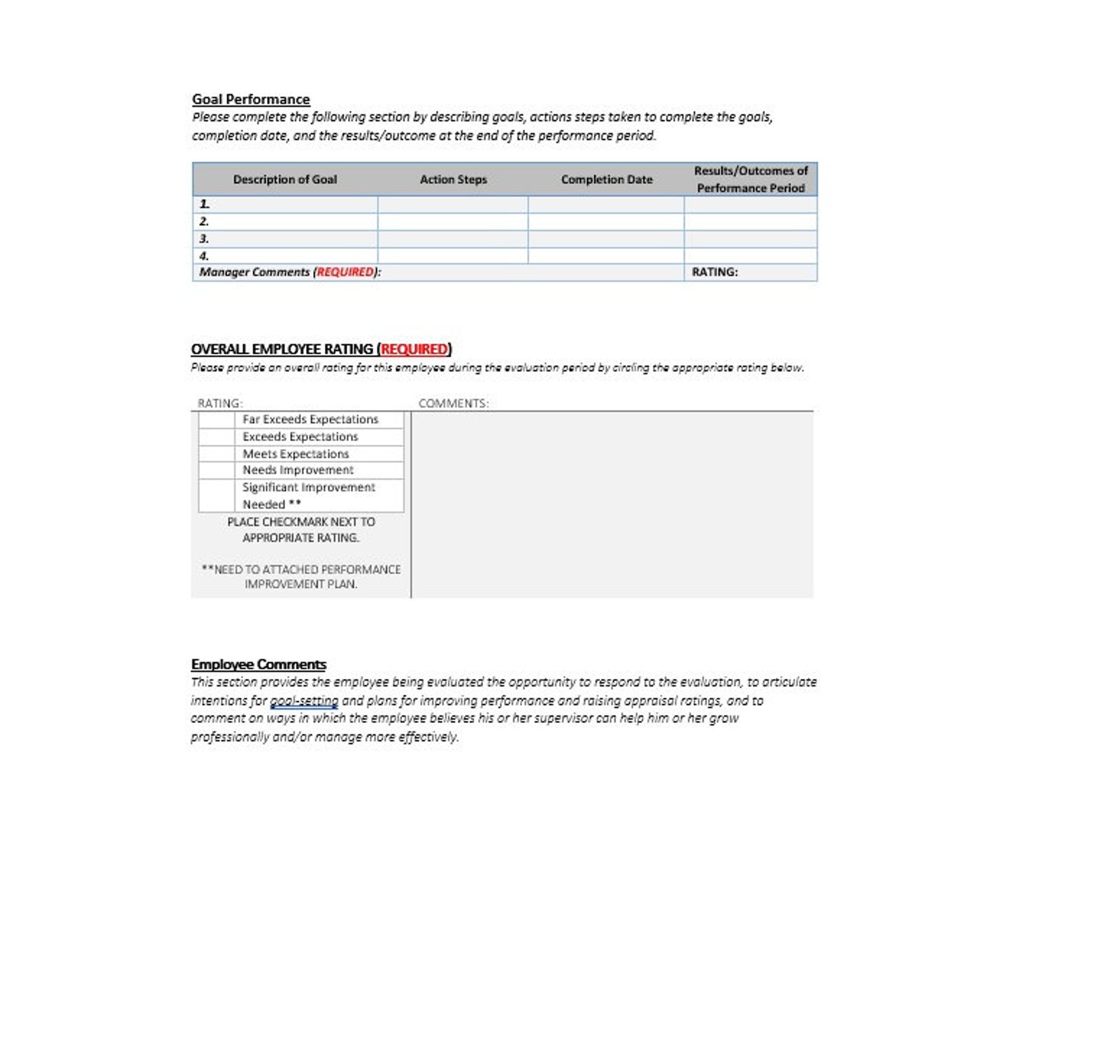Employee Performance Review, Performance Evaluation, Word-employee ...