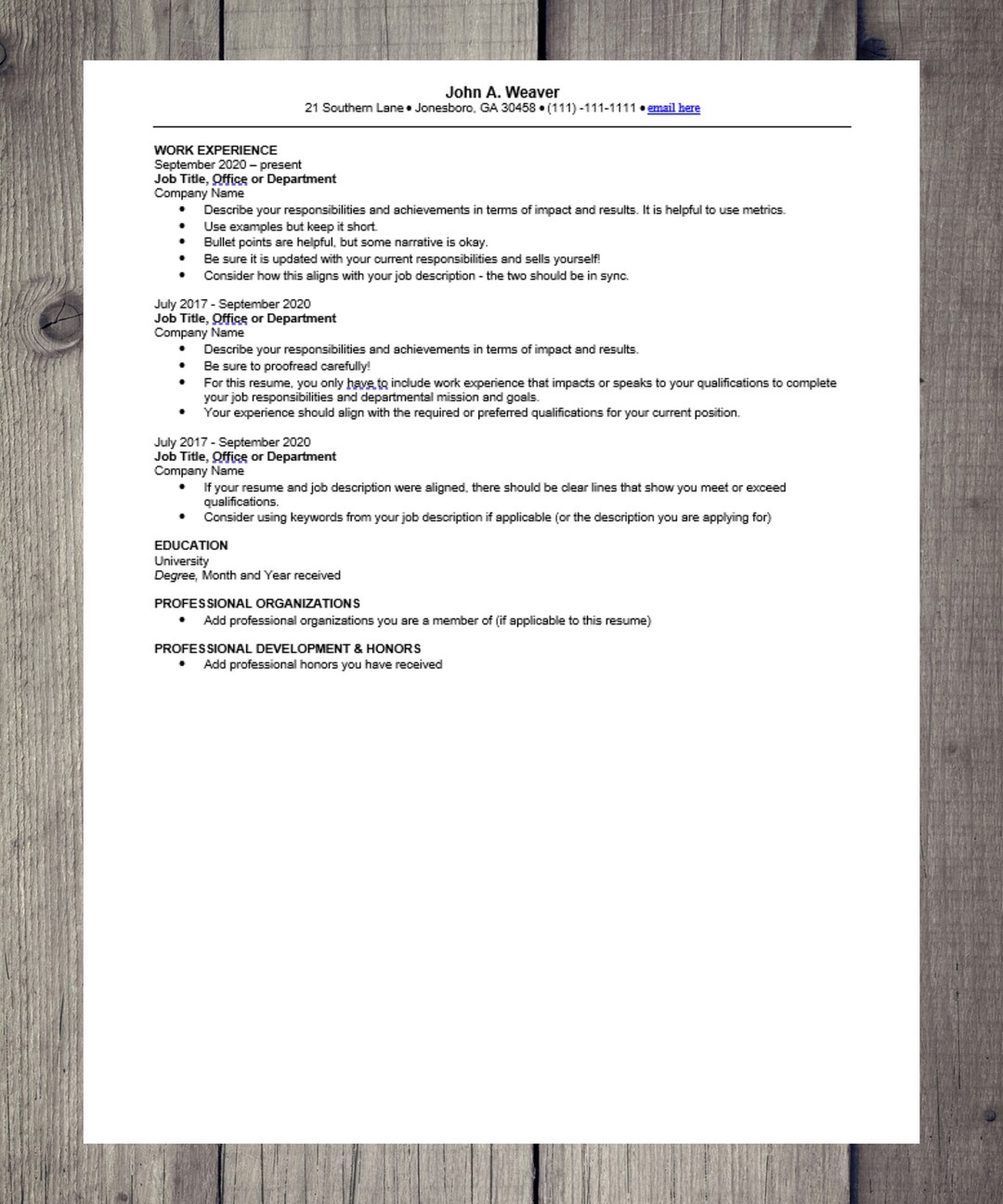 Professional Resume Template Word, Editable Resume, Editable Word ...