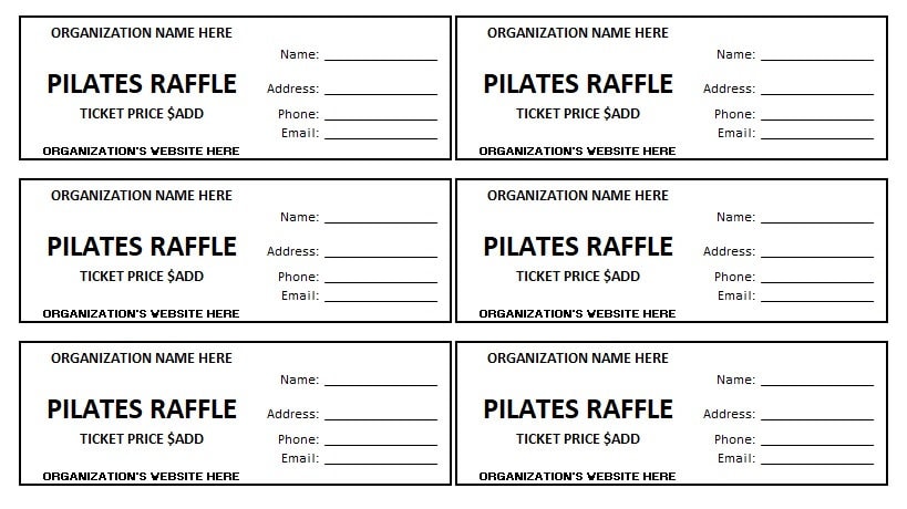 Editable Pilates Day Raffle Ticket, Pilates Raffle, Enter to Win ...