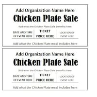 Editable Half Chicken Plate Sale Ticket, Half Chicken Plate Sale ...
