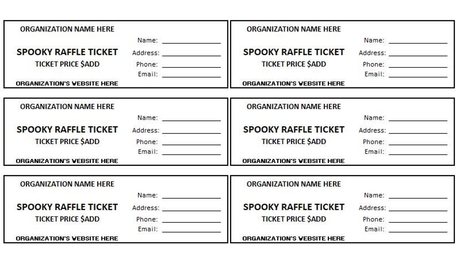 Editable Spooky Raffle Raffle Ticket, Spooky Raffle, Enter to Win ...