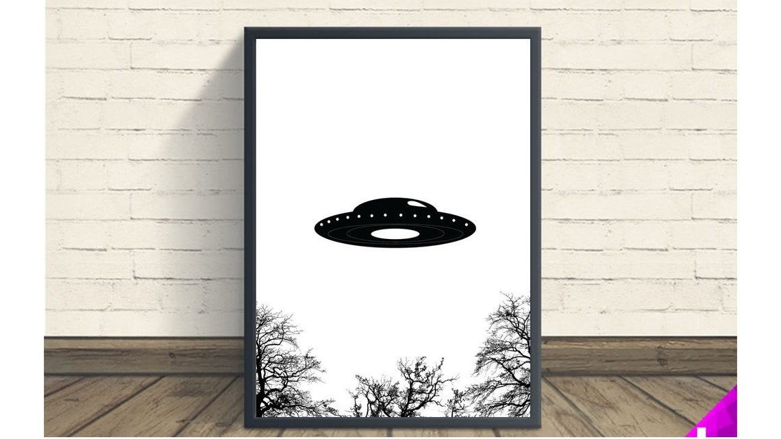 Silhouette UFO Art Printable, UFO Print Art, Ufo Invasion, Ufo Print ...