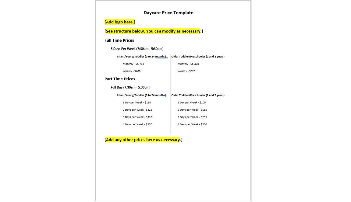 Set of 10 Daycare Template Bundle Daycare Forms Bundle - Etsy