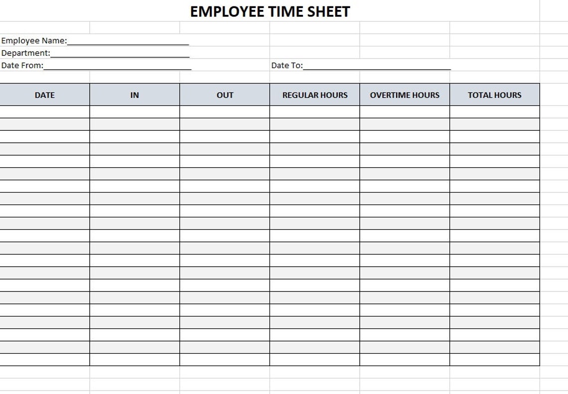 Employee Time Card, Editable Timesheet, Printable Time Card, Employee ...