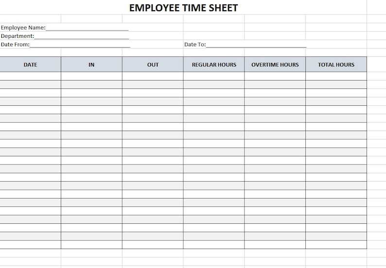 Employee Time Card, Editable Timesheet, Printable Time Card, Employee ...
