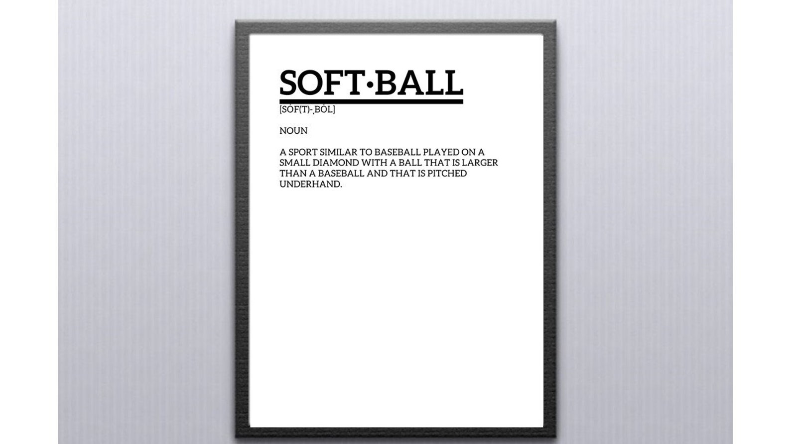 Softball Definition, Softball Print, Softball Decor, Definition Print ...