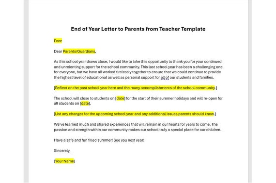 Sample Letter To Parents