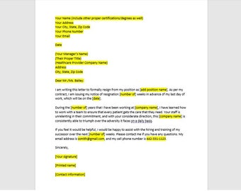 Simple Resignation Letter - Etsy