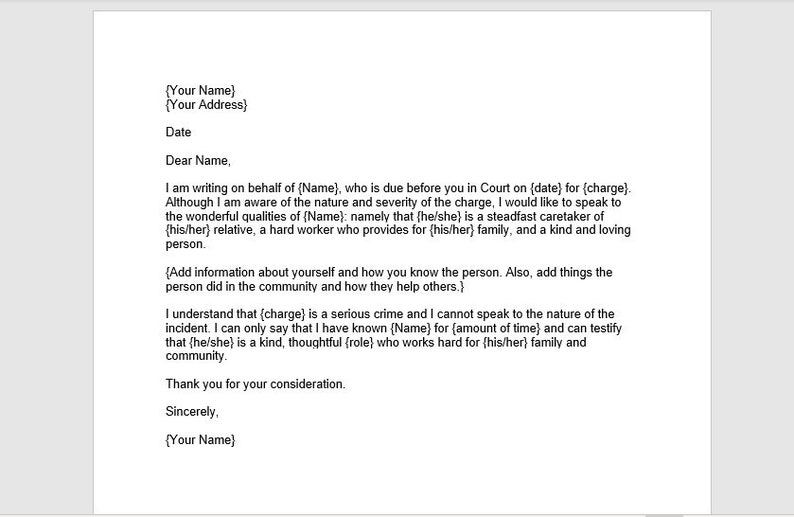 Character Witness Statement, Character Witness Statement Template ...