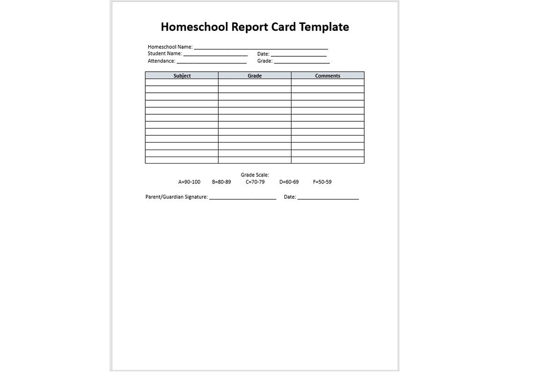 Homeschool Template, Homeschool Report Card, Homeschool Report Card ...