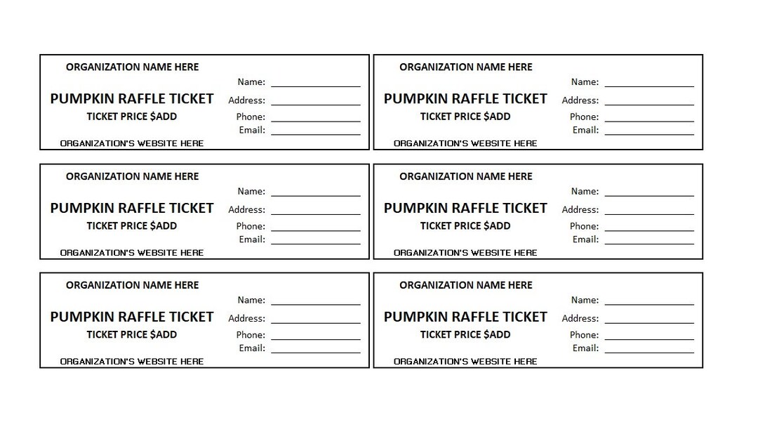 Editable Pumpkin Ticket, Pumpkin Ticket, Enter to Win Printable Ticket ...