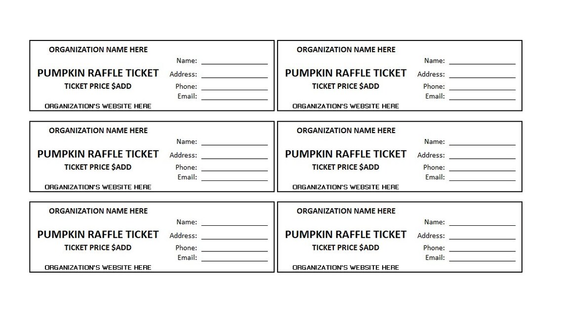 Editable Pumpkin Ticket, Pumpkin Ticket, Enter to Win Printable Ticket ...