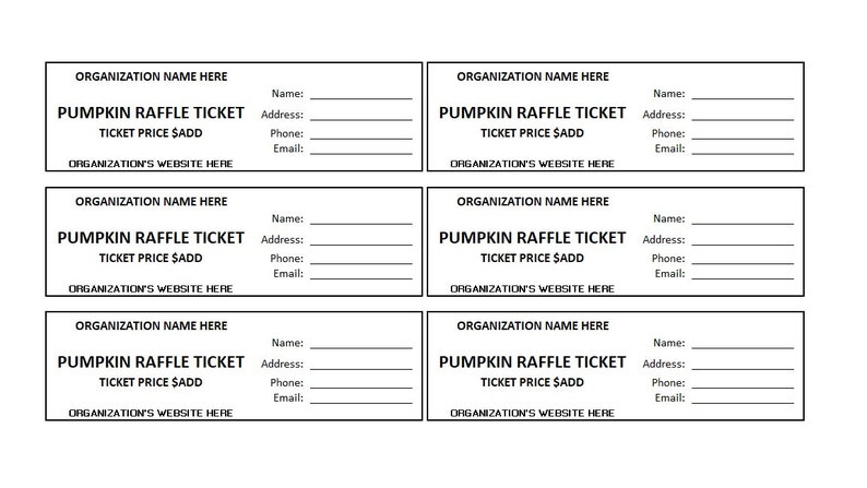 Editable Pumpkin Ticket, Pumpkin Ticket, Enter to Win Printable Ticket ...
