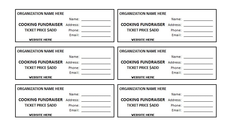 Cooking Printable Fundraiser Ticket, Editable Cooking Fundraiser Ticket ...