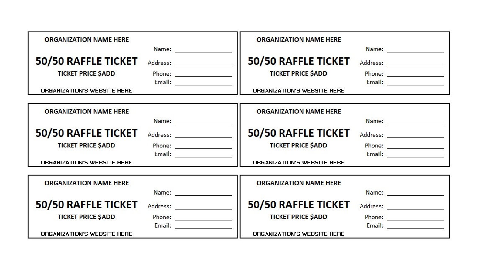 Editable 50/50 Raffle Ticket, 50/50 Raffle, Enter to Win Printable ...