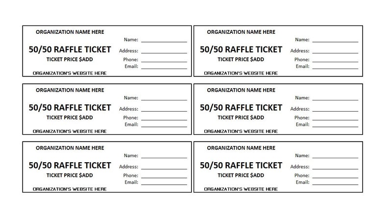 Editable 50/50 Raffle Ticket, 50/50 Raffle, Enter to Win Printable ...
