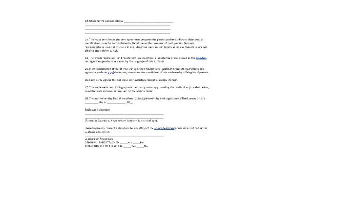 Sublease Agreement, Sublease Agreement Template, Sublease Agreement ...